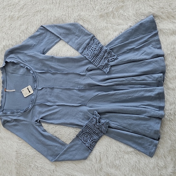 Free People | Dresses | Free People Little Love Thermal Mini Dress Sky ...